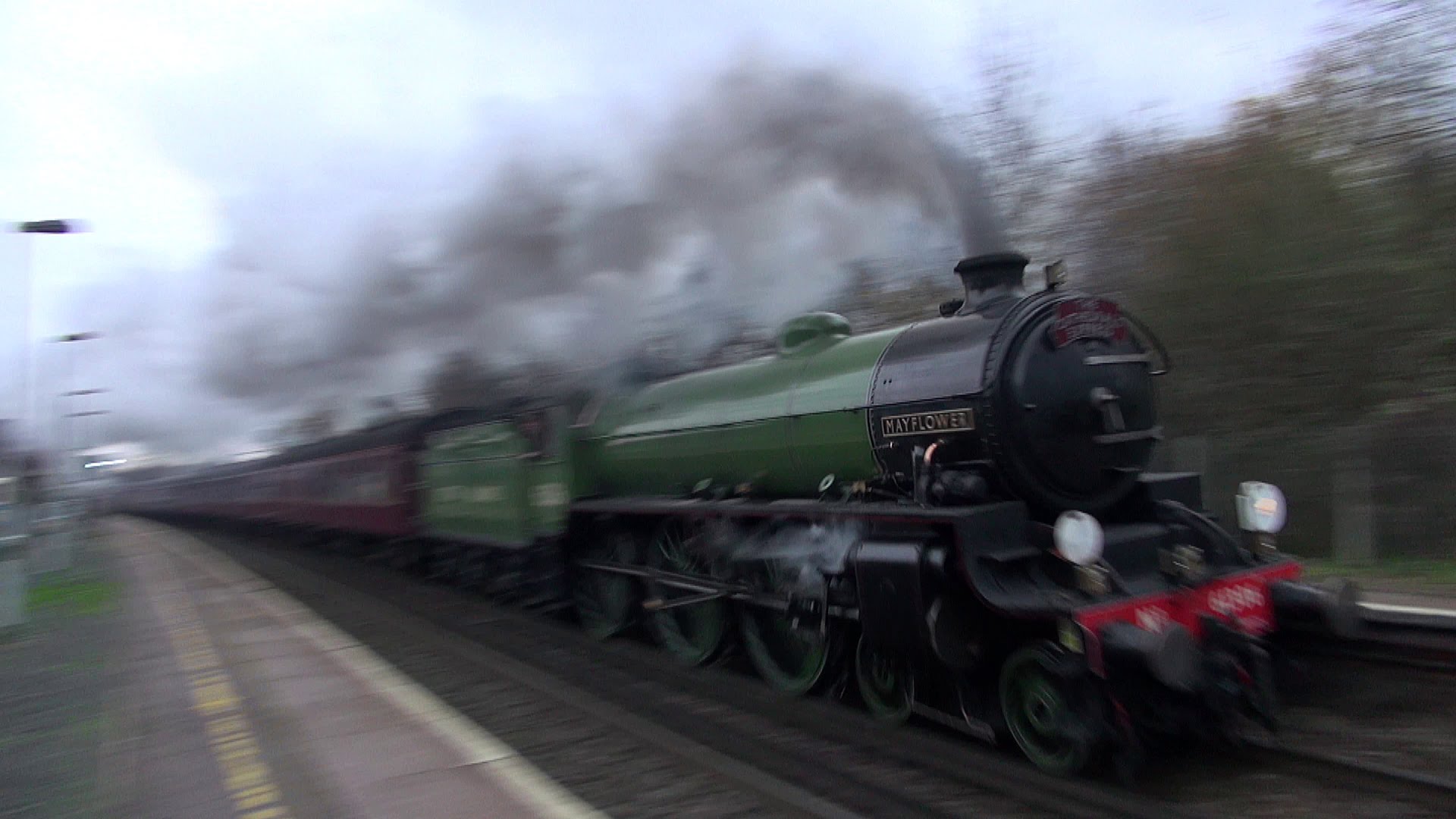 Cathedrals Express Mayflower Steam Locomotive, Powering Through Warnham ... Cathedrals Express Mayflower Steam Locomotive, Powering Through Warnham ...