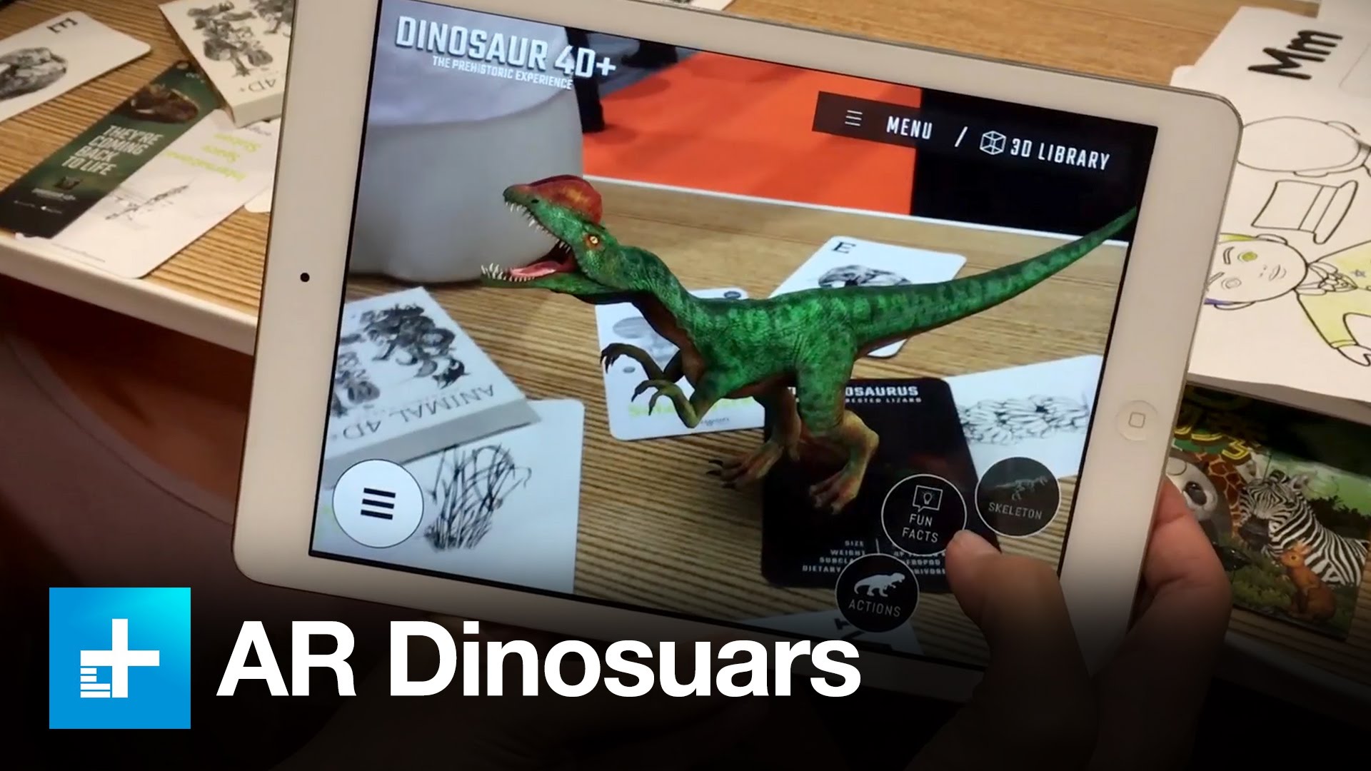 Octagon Studio 4D augmented reality app, with dinosaurs